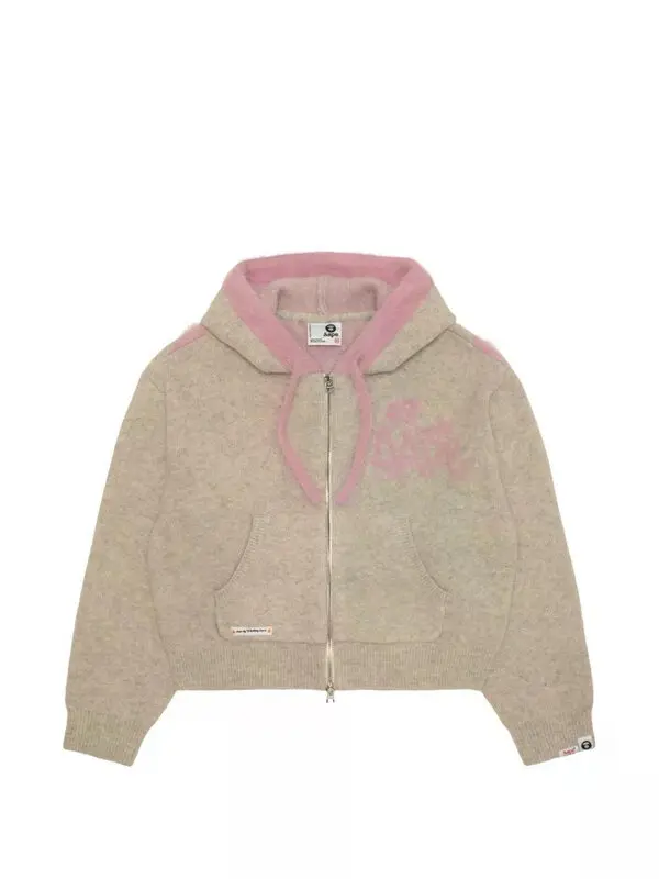AAPE BY *A BATHING APE Logo-intarsia Zip-up Hoodie - Neutrals