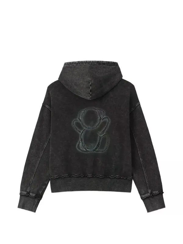 Izzue Acid-wash Bear-motif Hoodie - Grey