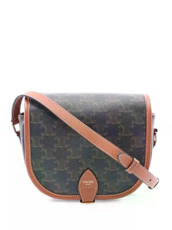 Celine 2010s Medium Triomphe Folco Shoulder Bag - Black