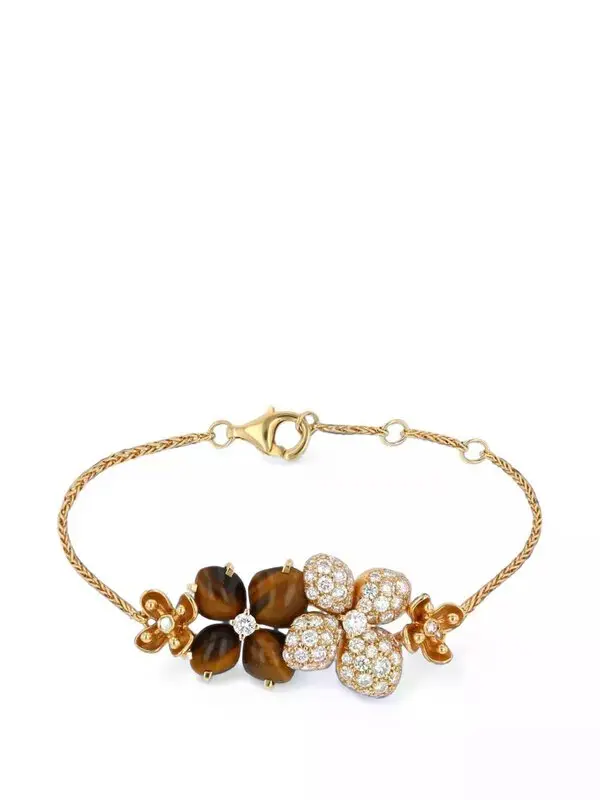 CHAUMET 2010s Hortensia Diamond And Tiger-eye Quartz Bracelet - Gold