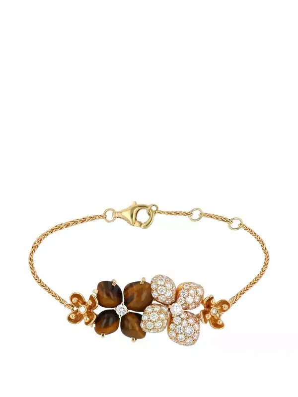 CHAUMET 18k Yellow Diamond And Tiger's Eye Bracelet - Gold