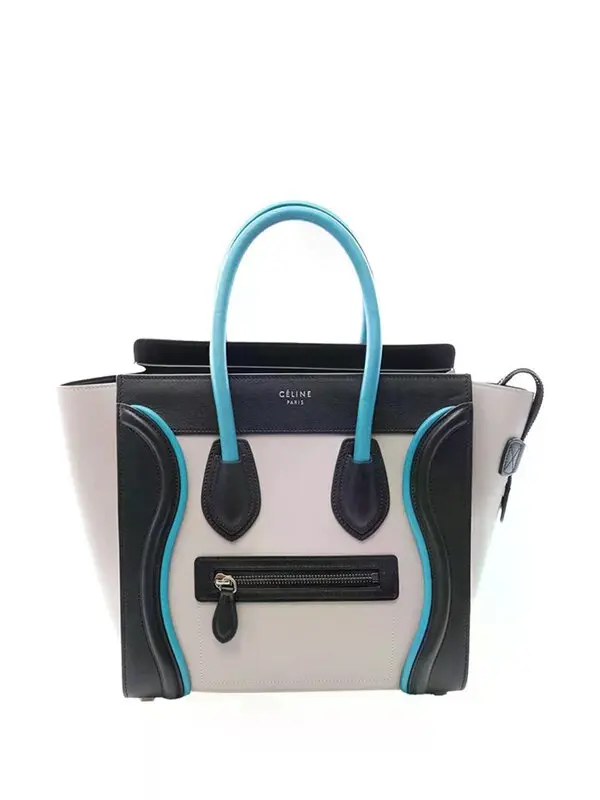 Celine 2000-2026 Micro Tricolor Leather Luggage Tote Bag - Grey