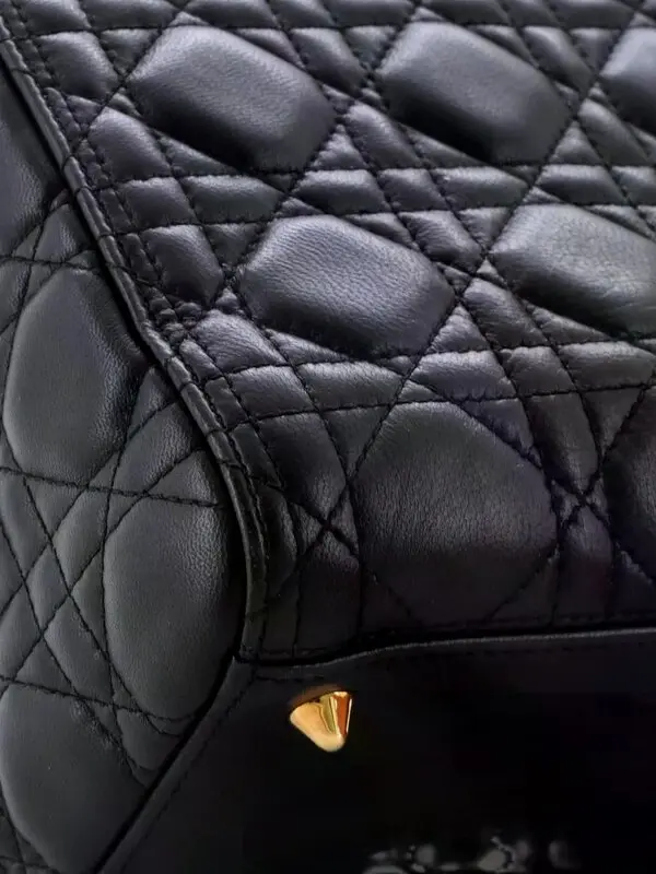 Dior Lady Bag Cannage Quilt Lambskin Satchel - Black