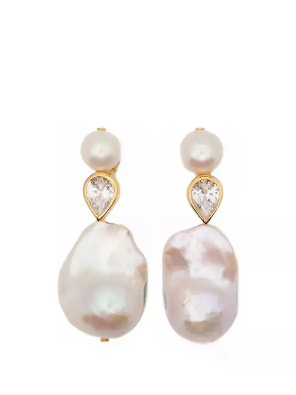 Completedworks Pearl And Zirconia Drop Earrings - Gold