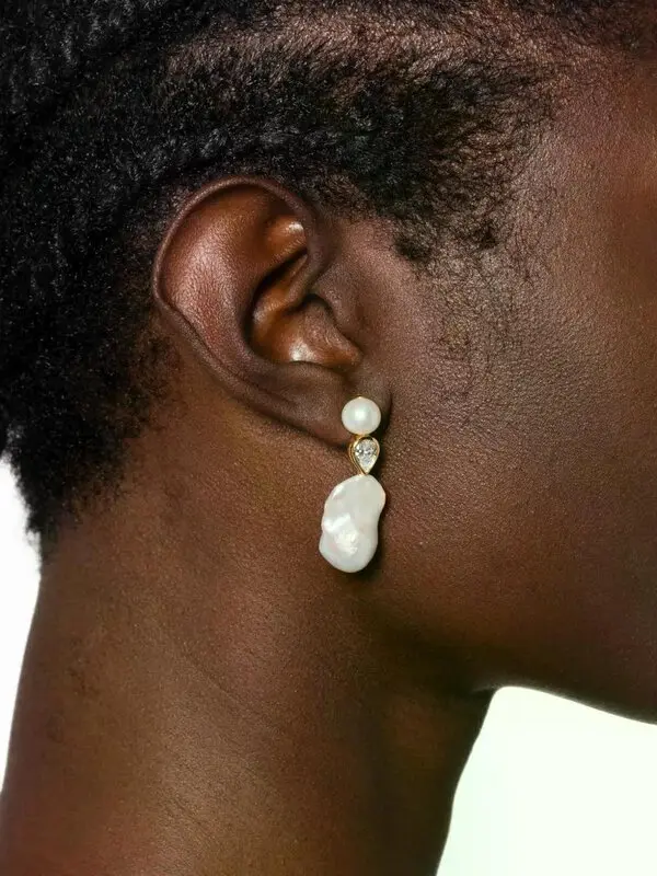 Completedworks Pearl & Zirconia Drop Earrings - Gold