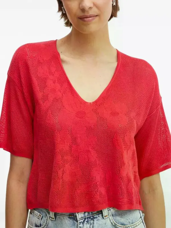 BENETTON Floral-jacquard V-neck Sweater