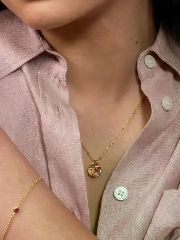 DOWER & HALL Hammered Disc Necklace