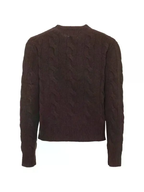 Polo Ralph Lauren Cable Knit Logo Embroidered Sweater - Brown