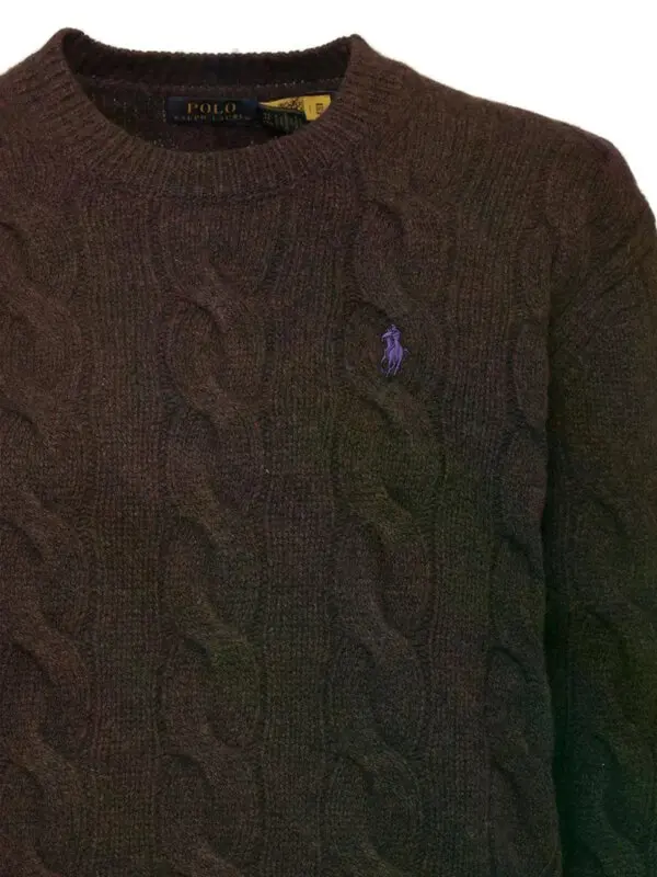 Polo Ralph Lauren Cable Knit Logo Embroidered Sweater - Brown