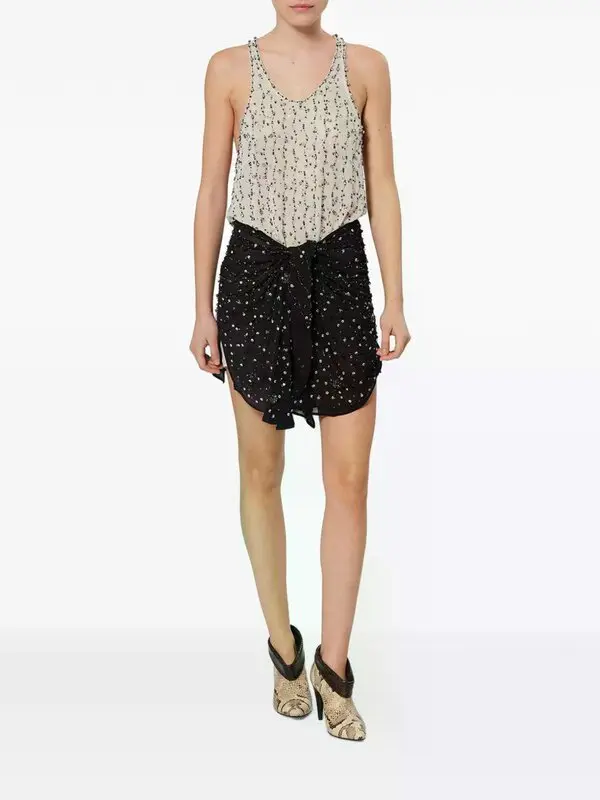 Isabel Marant Étoile Sequin Embellished Knotted Mini Dress - Black
