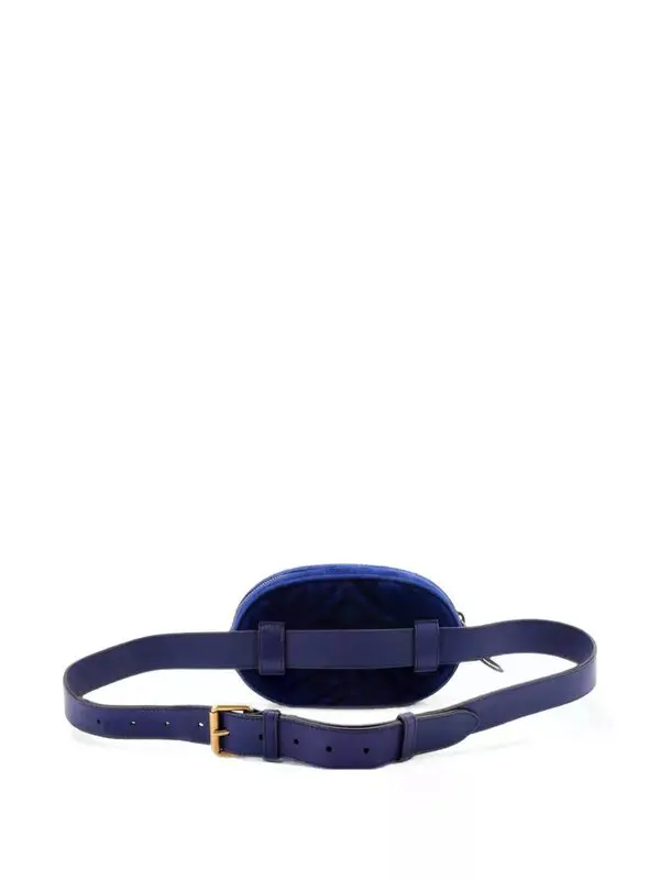 Gucci Gg Marmont Matelassé Velvet Belt Bag - Blue
