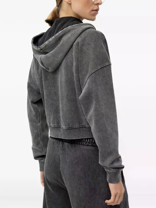 Hugo Relaxed-fit Cropped Hoodie With Washed Box Logo