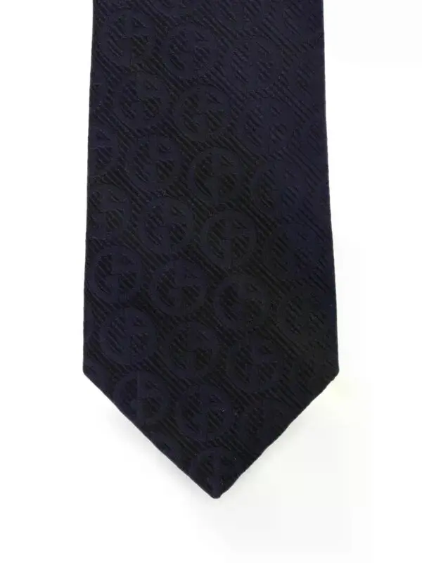 Giorgio Armani Ga Logo-jacquard Tie - Blue