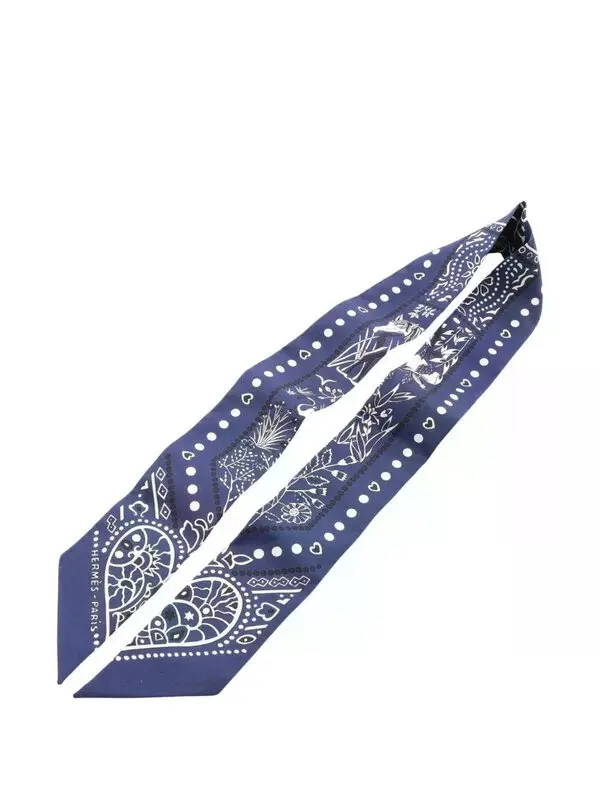 Hermès 2020s Entre Ciel Et Mer Twilly Ribbon Scarf - Blue