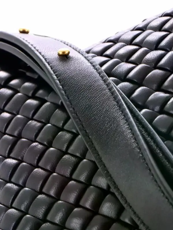 Bottega Veneta Cobble Flap Padded Intrecciato Leather Small Shoulder Bag - Black