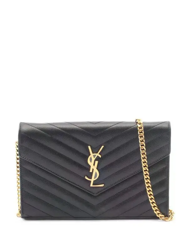 Saint Laurent 2010s Cassandra Chain Wallet - Black