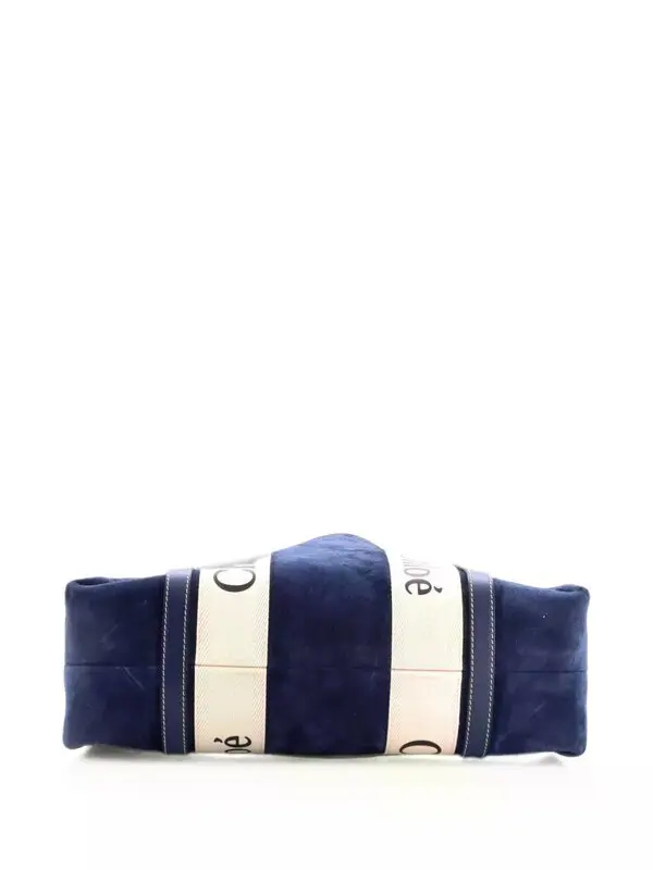 Chloé Woody Suede With Canvas Medium Tote Bag