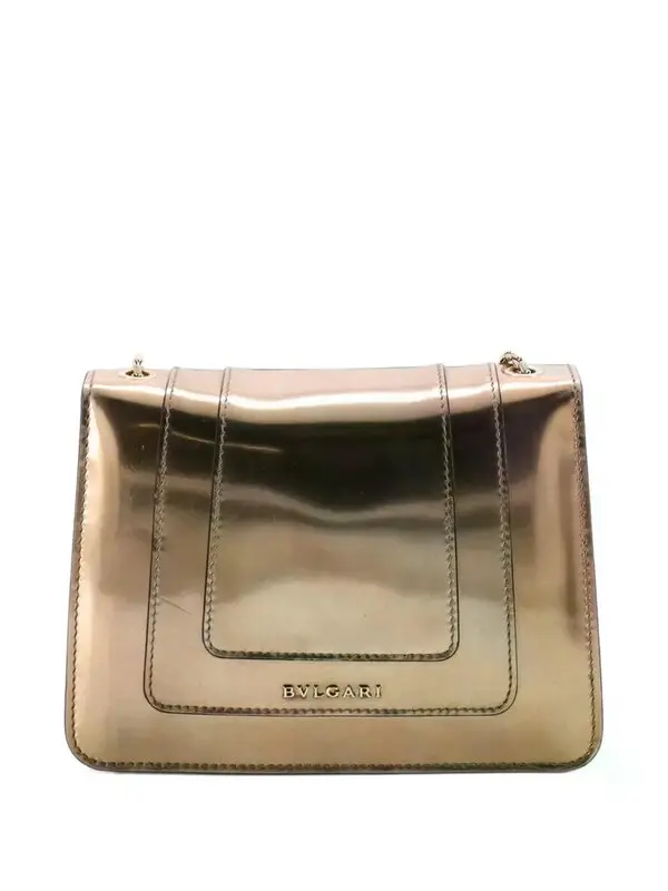 BVLGARI Serpenti Forever Square Metallic Leather Small Shoulder Bag
