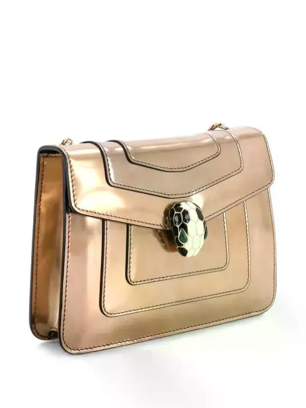 BVLGARI Serpenti Forever Square Metallic Leather Small Shoulder Bag