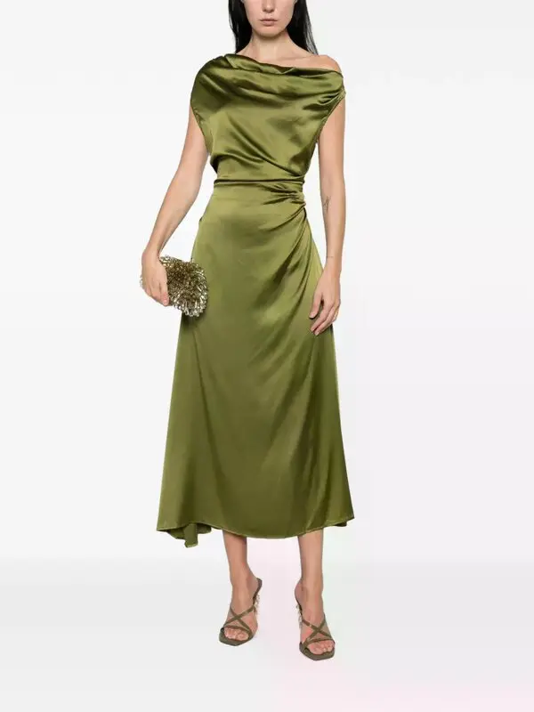 Staud Phare Off-shoulder Draped Dress - Green