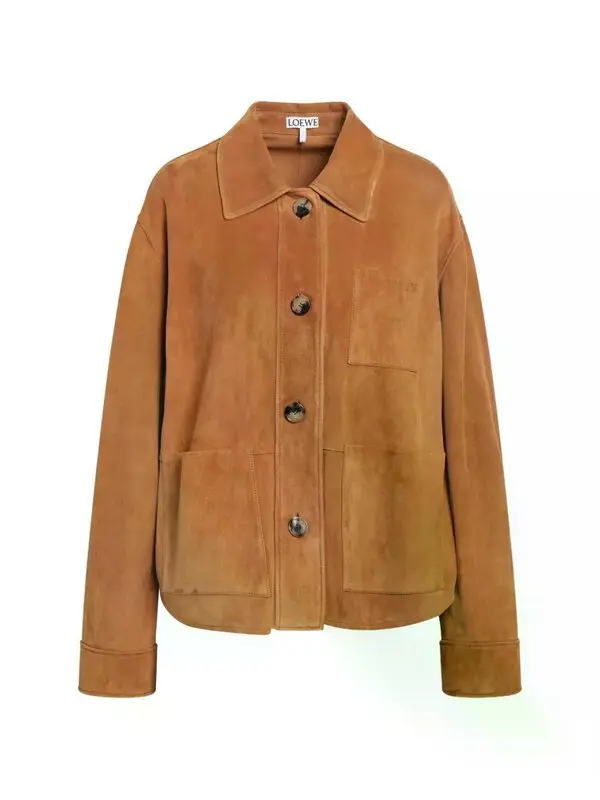 Loewe Workwear Jacket In Suede Goatskin - Brown