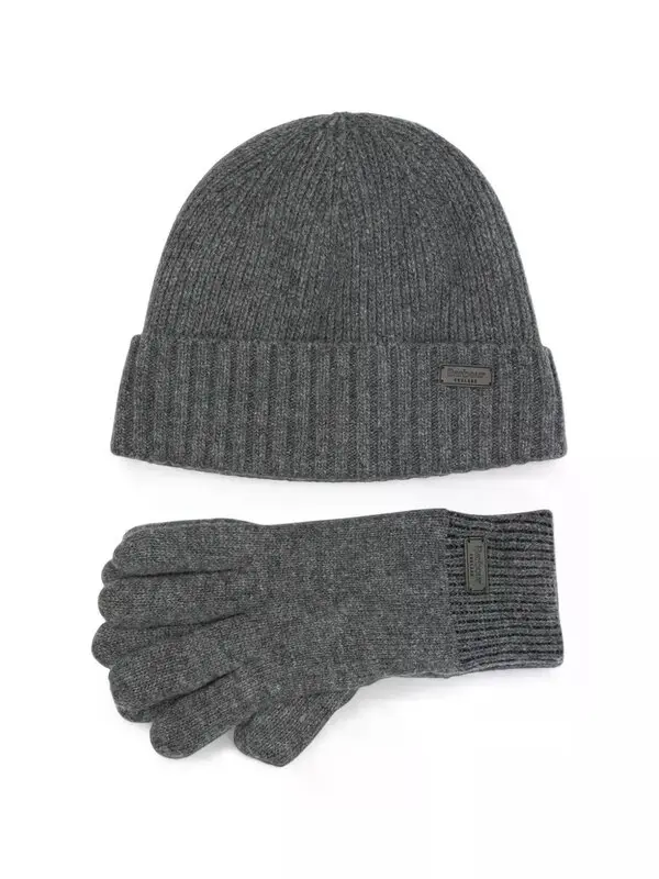 Barbour Ribbed-knit Beanie Hat And Gloves Set