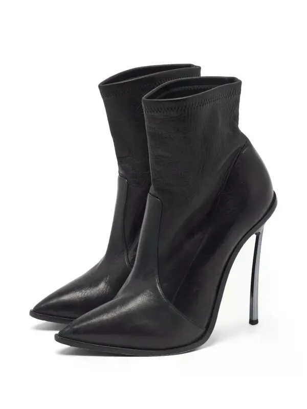 Fendi Blade Leather Pointed Toe Ankle Boots