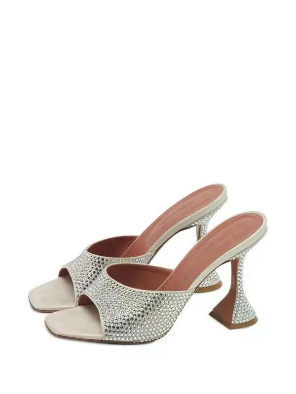 Amina Muaddi Lupita Crystal-embellished Sandals - Grey