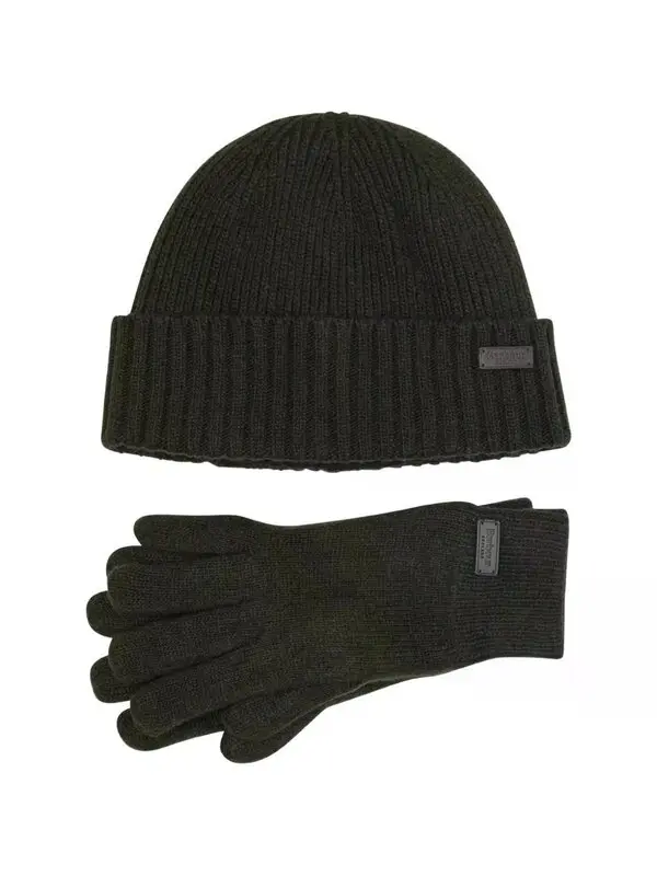 Barbour Ribbed Beanie And Gloves Set - Green