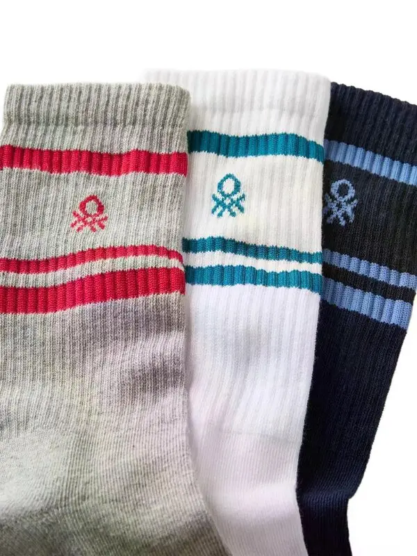 BENETTON Logo-embroidered Striped Socks Set