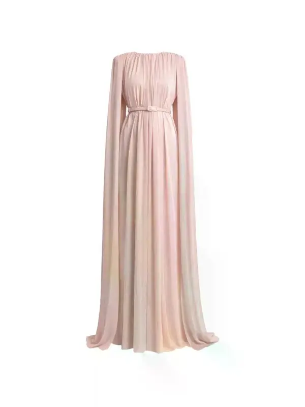 GEMY MAALOUF Belted Structured-shoulder Dress - Pink