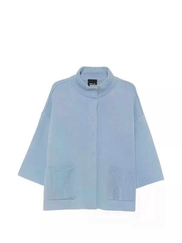 ANNE CLAIRE Patch-pocket High-neck Jacket - Blue