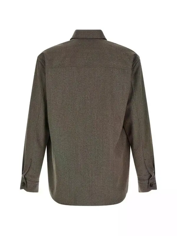 Brioni Mélange-effect Long-sleeve Shirt