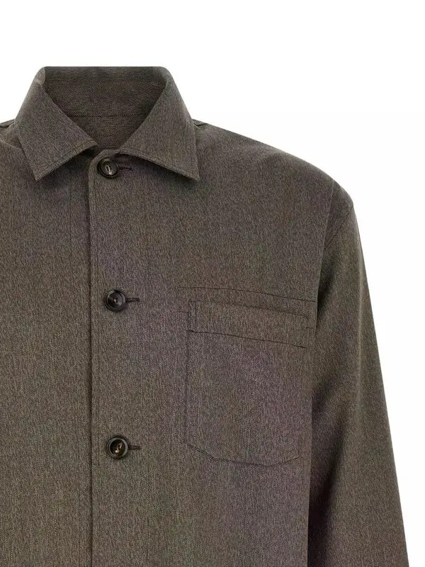 Brioni Mélange-effect Long-sleeve Shirt