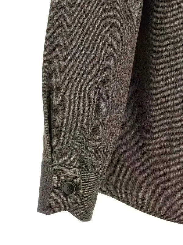 Brioni Mélange-effect Long-sleeve Shirt