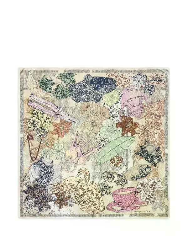 Bimba Y Lola Beige Arabesque Print Scarf - Neutrals