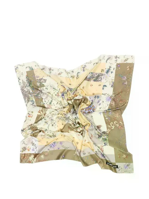 Bimba Y Lola Cream Romantic Flowers Patchwork Scarf - Neutrals