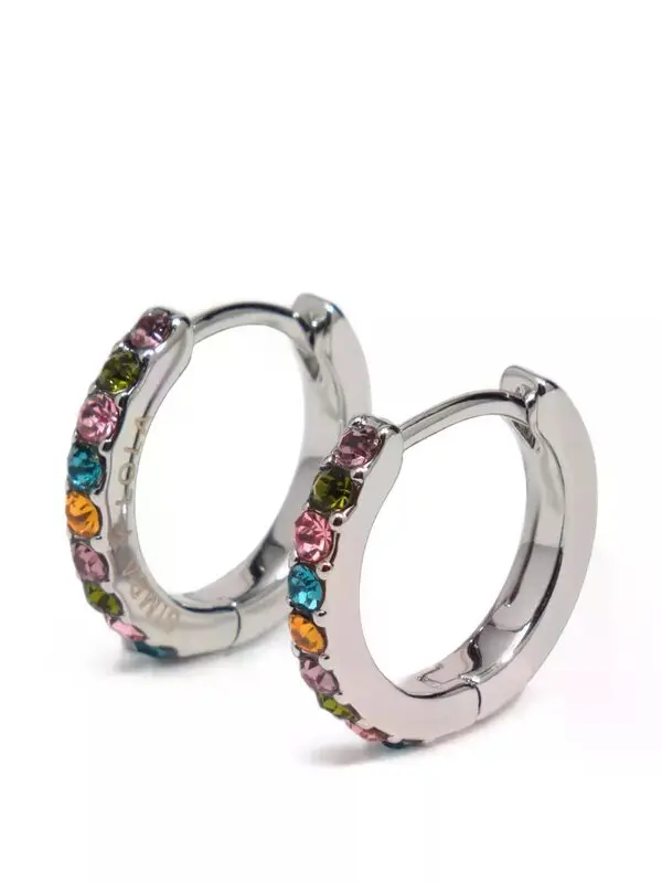 Bimba Y Lola Small Hoop Earrings With Multicolor Crystals