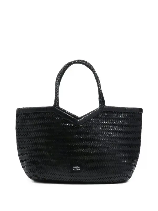 Bimba Y Lola Large Plaited Leather Shopper Bag - Black