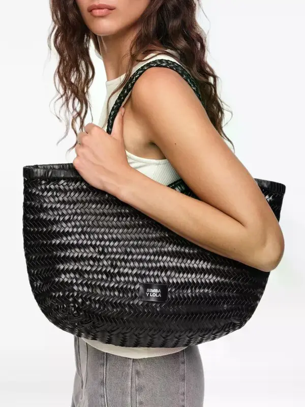 Bimba Y Lola Large Plaited Leather Shopper Bag
