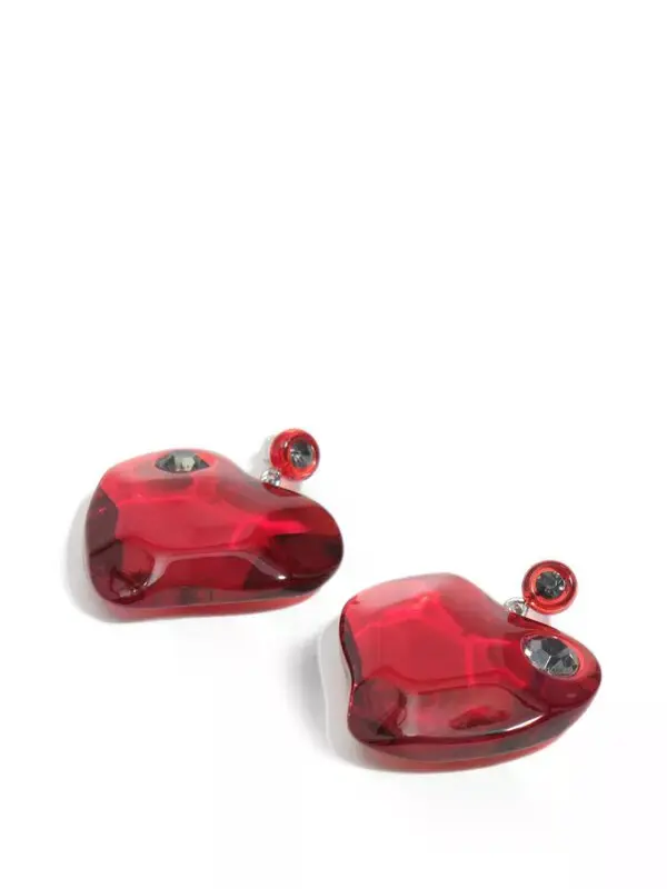 Bimba Y Lola Dark-red Resin Heart Earrings