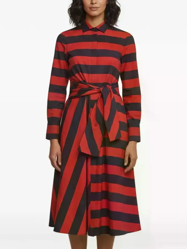 Carolina Herrera Striped Tie-belt Midi Dress - Blue