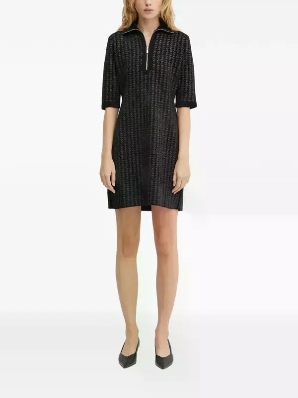 MORGAN Rmars Quarter-zip Glitter-knit Mini Dress