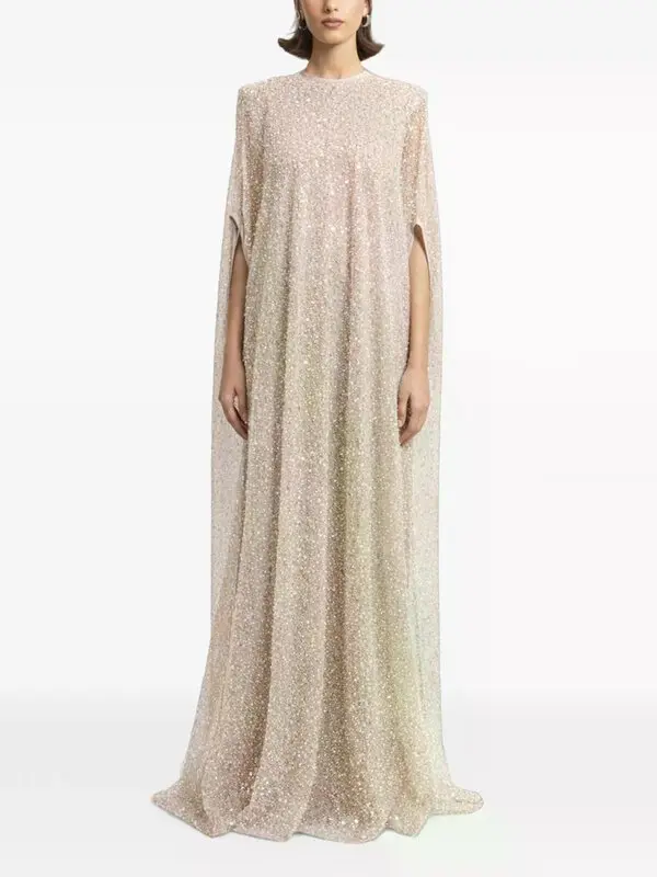 GEMY MAALOUF Beaded Cape-style Dress - Neutrals