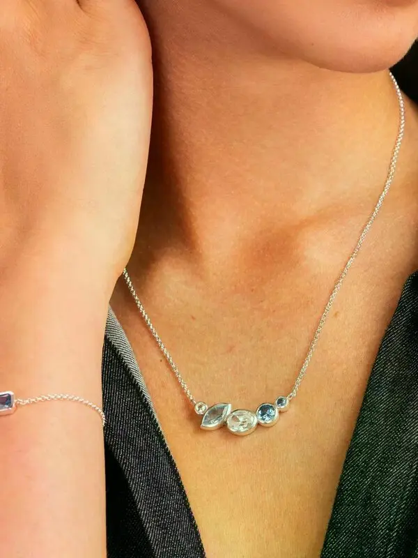 DOWER & HALL Serenity Tutti Frutti Bar Necklace - Silver