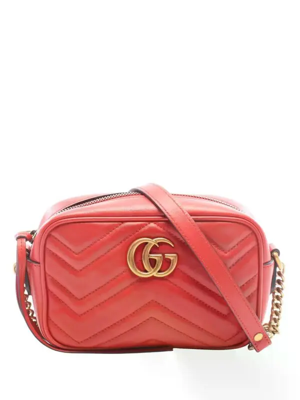 Gucci 2016-2026 Mini Gg Marmont Matelasse Leather Crossbody Bag - Red