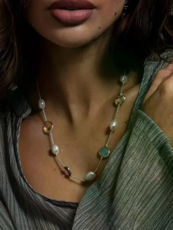 DOWER & HALL Candy Gemstone Baroque Pearl Necklace