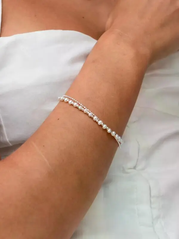 DOWER & HALL Freshwater Luna Pearl Sterling Bracelet - Silver