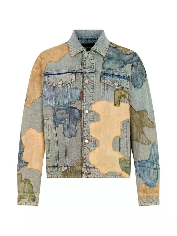 Dsquared2 Camouflage Patch Denim Trucker Jacket - Blue