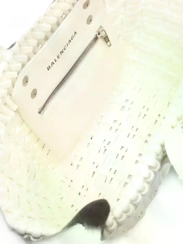 Balenciaga Woven Bistro Basket Tote Bag - White